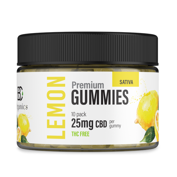 THC-Free Lemon Gummies - 25mg CBD (10 or 30 Count) - BC Organics